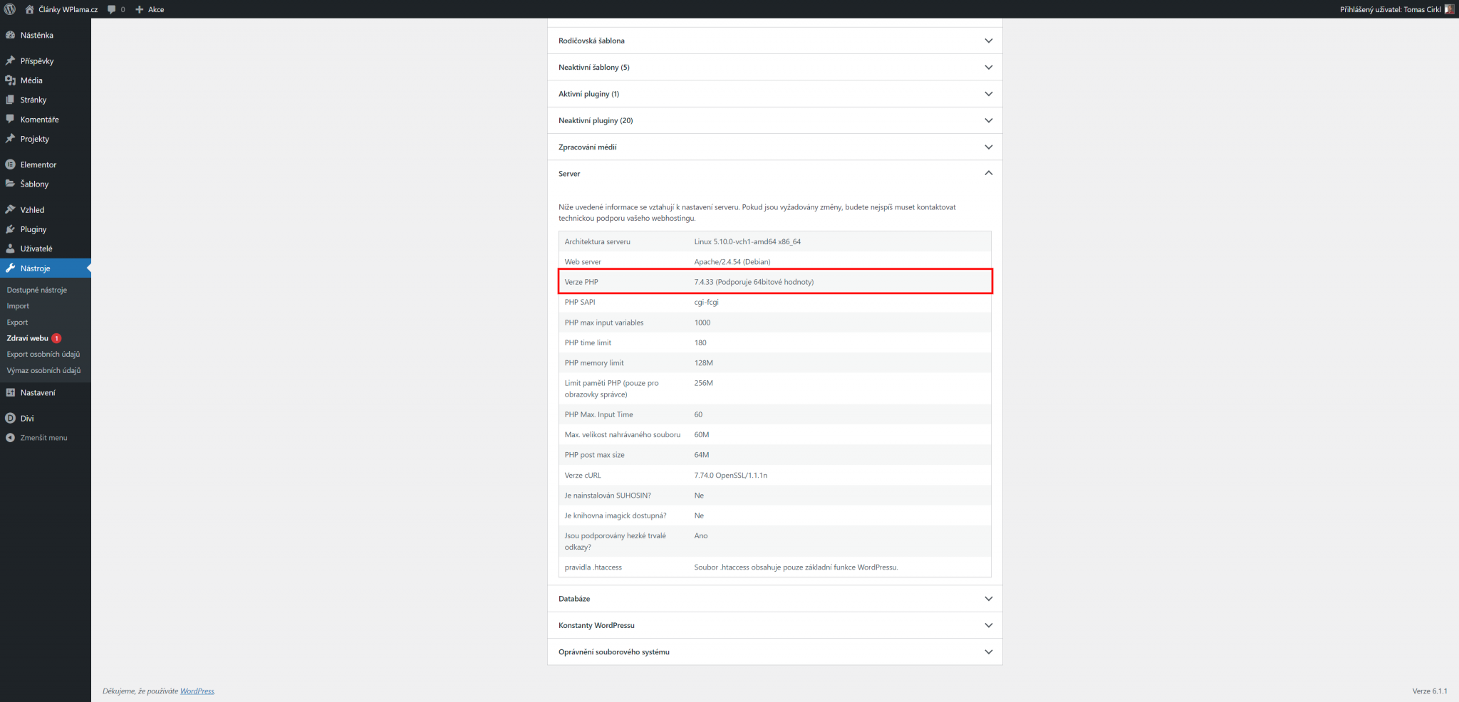 Jak ve WordPress zjistit verzi PHP